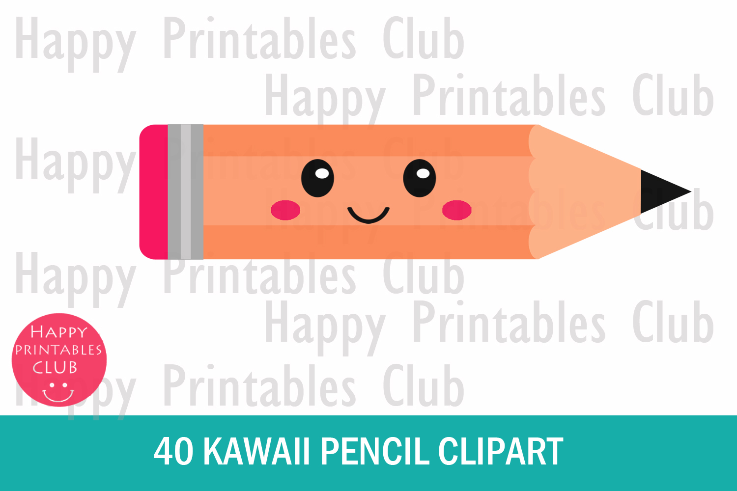 40 Kawaii Pencil Clipart- Pencil Clipart- Smiling Pencil PNG (156726 ...