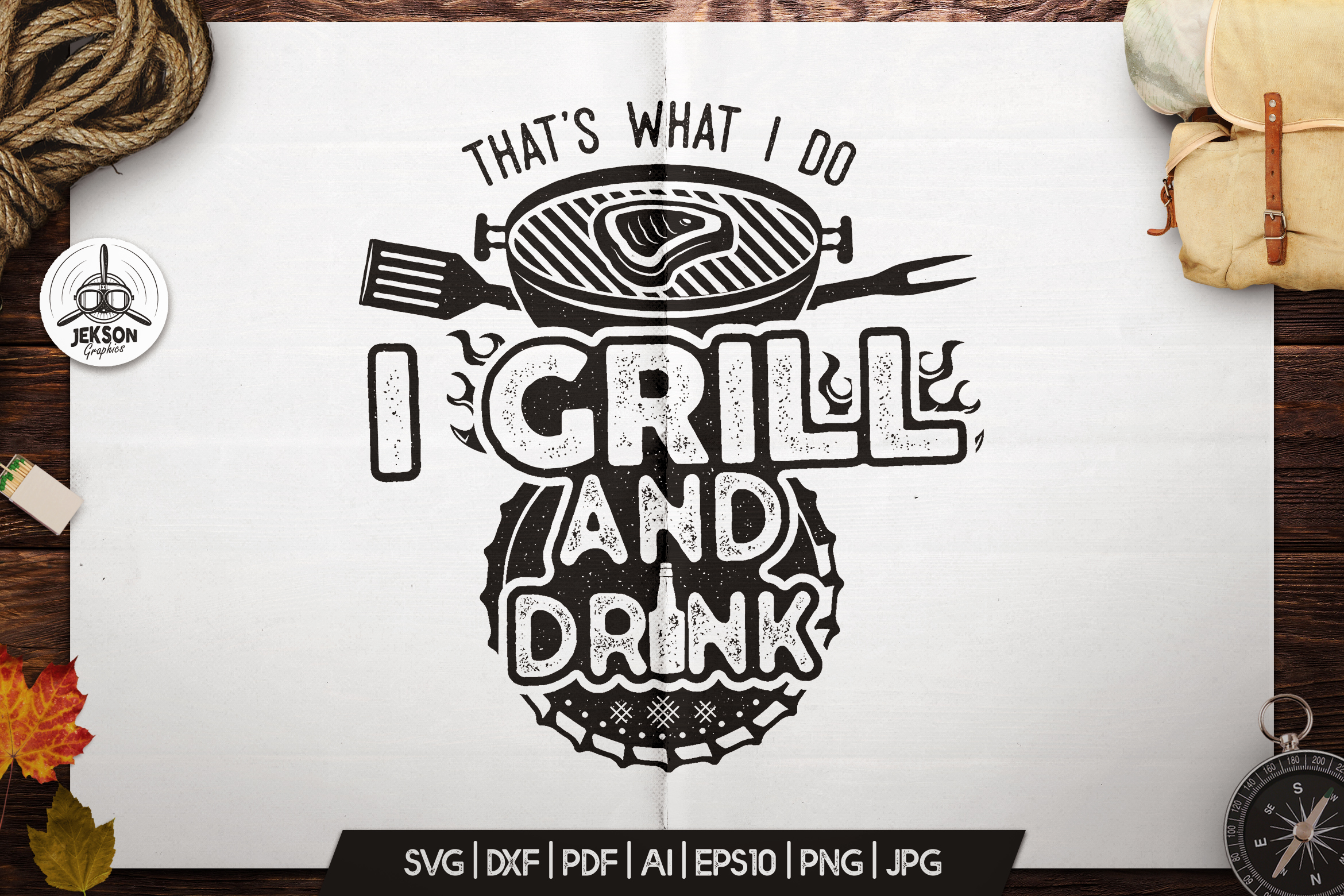 BBQ Print Design for T-Shirt. Retro Barbecue SVG Cut File