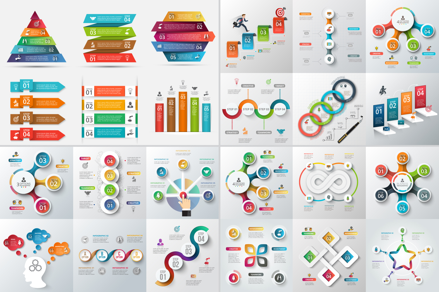 Creative infographics templates (27834) | Infographics | Design Bundles