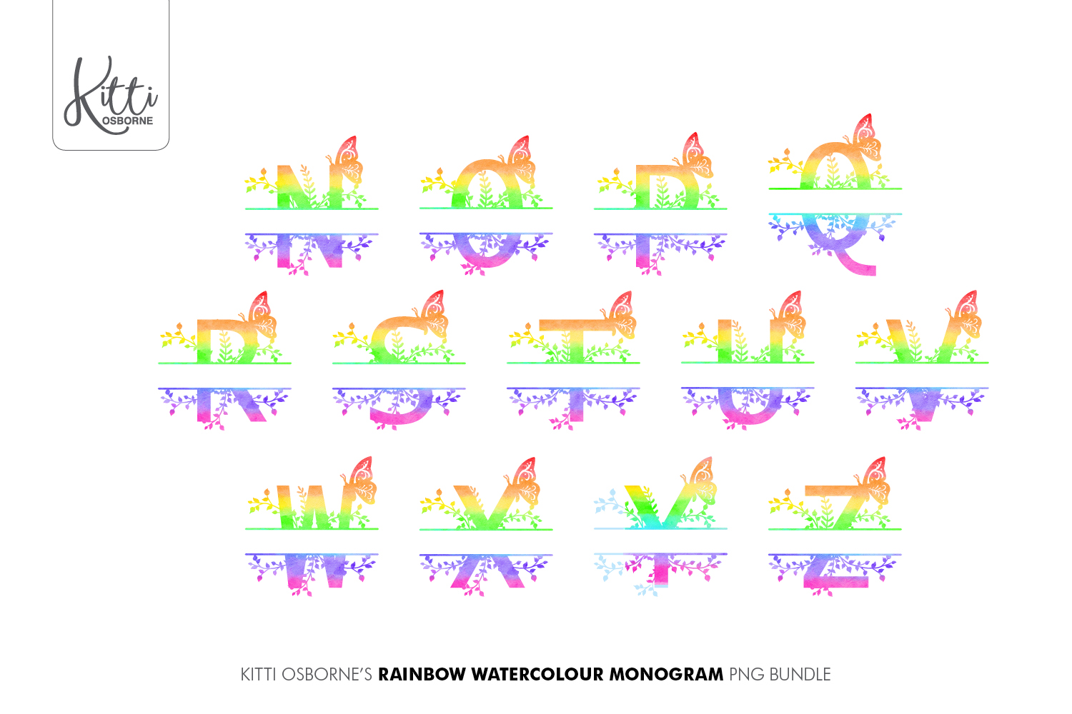 Rainbow Watercolour Alphabet PNG Monogram Bundle (282765 ...