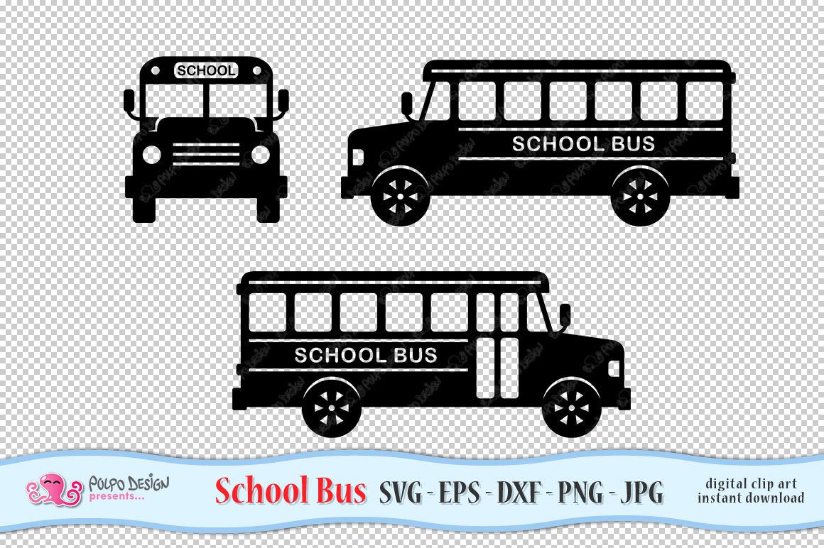 School Bus SVG, Eps, Dxf, Png, Jpg (300259) | Illustrations | Design ...