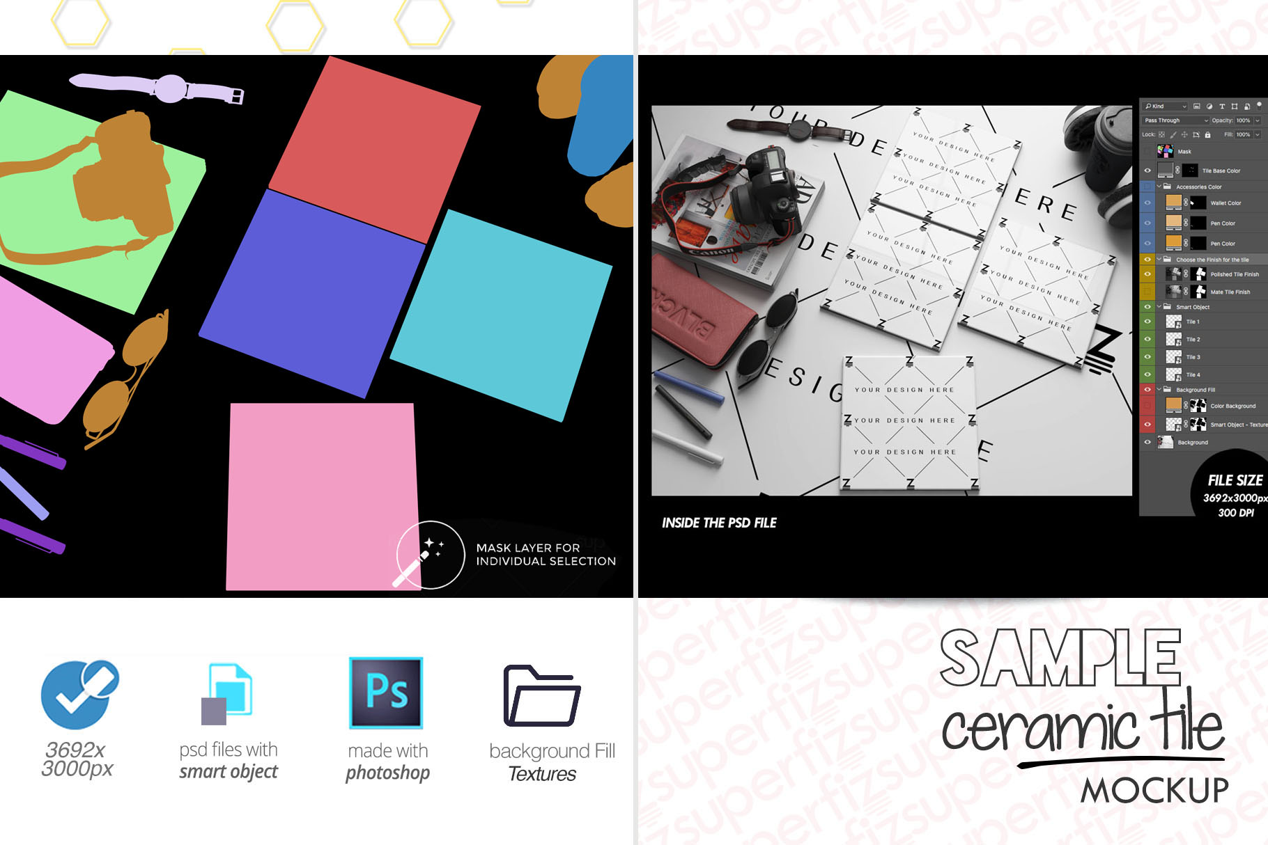 Sample Ceramic Tile Mockup PSD SM93Q