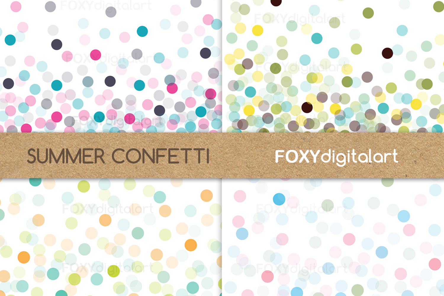 Confetti Digital Paper Set Throw Some Confetti Wedding