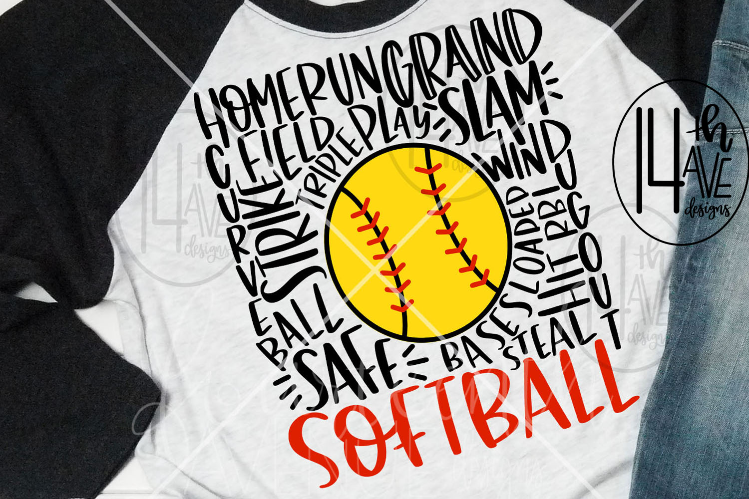 Softball SVG, Softball Typography, Softball PNG, Word Art