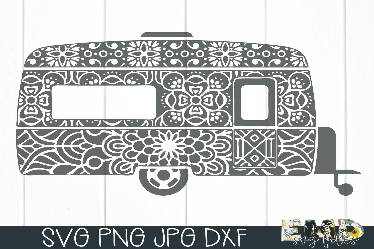 Camper Mandala Svg | RV Camping Trailer Zentangle