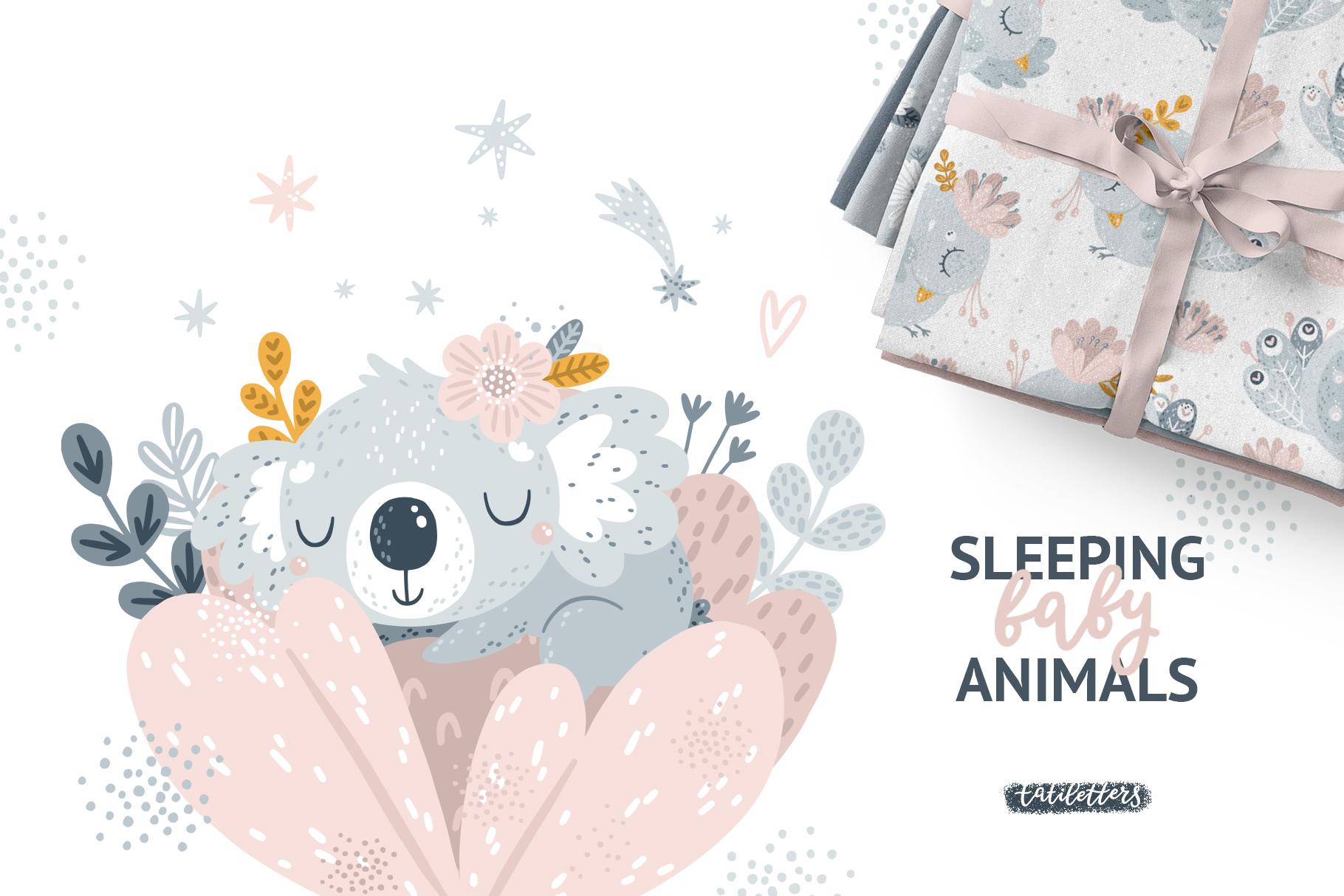 Sleeping Baby Animals Clipart and Patterns