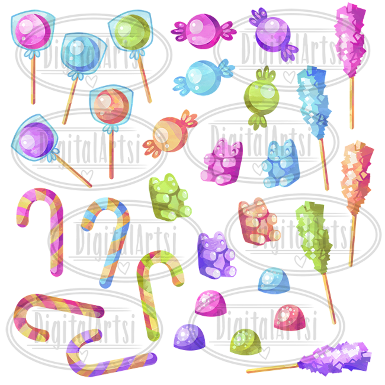 Watercolor Candy Clipart