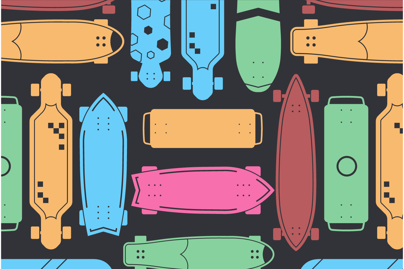 Retro Skateboard Patterns and Desks (78258) | Patterns | Design Bundles