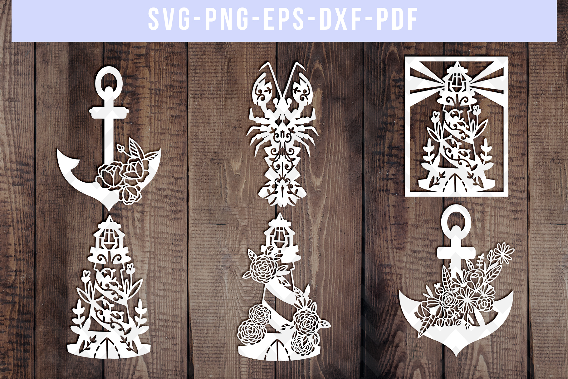 Bundle Of 6 Summer Nautical Papercut Templates (251968) | Paper Cutting ...