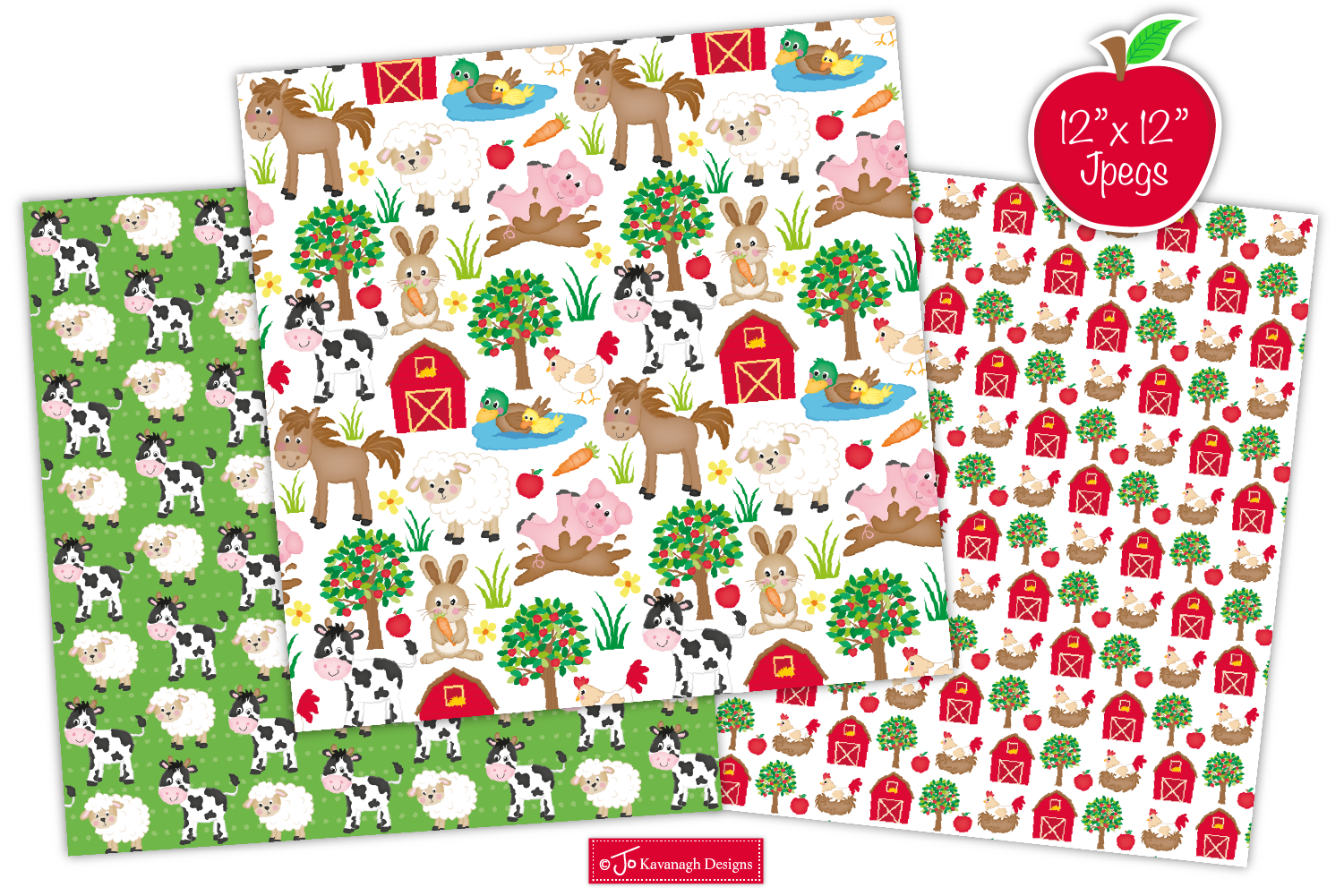 Farm digital papers, Farm patterns, Farm animal patterns P12 (82392 ...