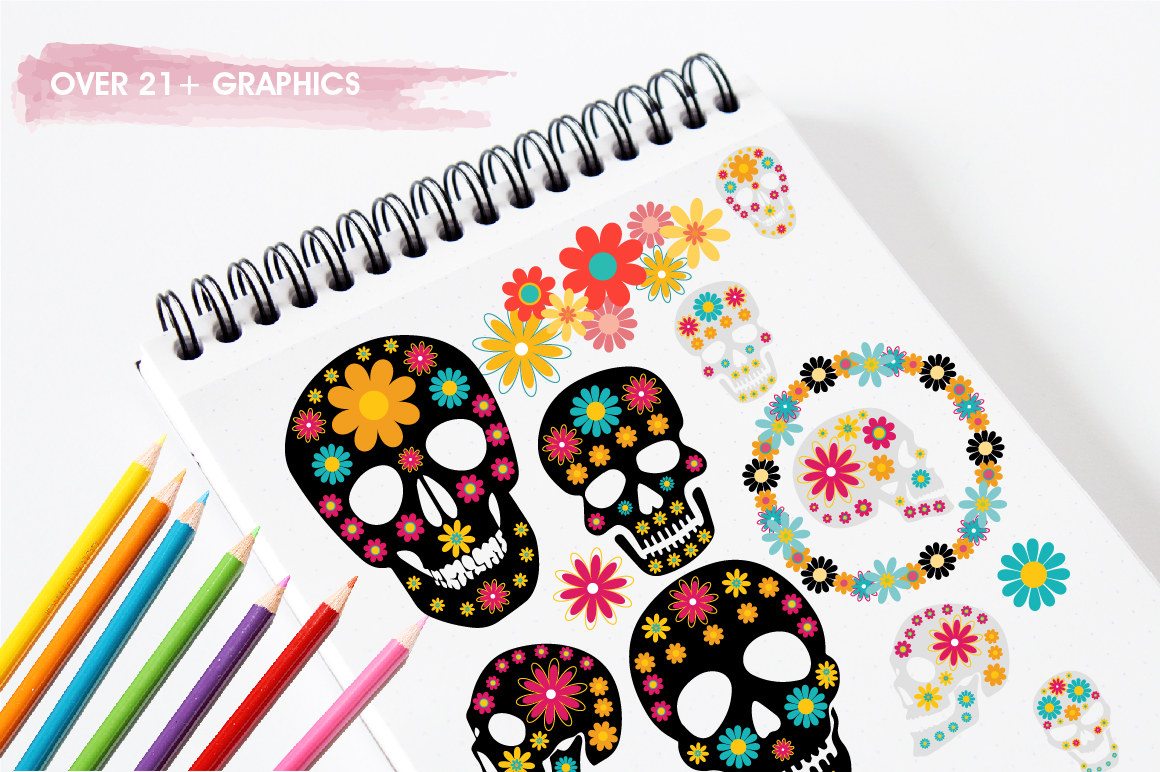 Sugar Skulls collection, vector ai, eps and