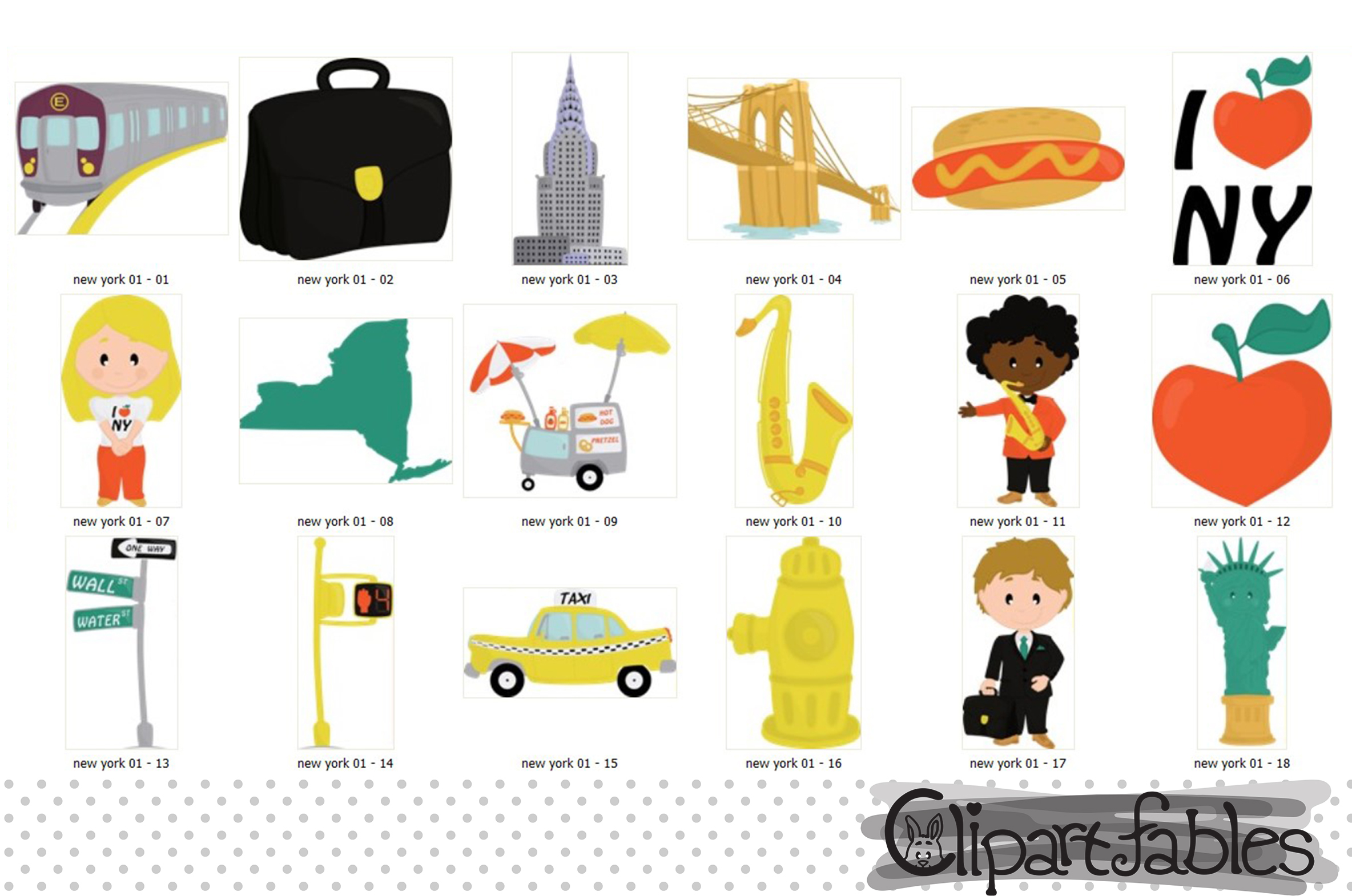 Cute NEW YORK clipart, Travel clip art, Big apple art (150394 ...