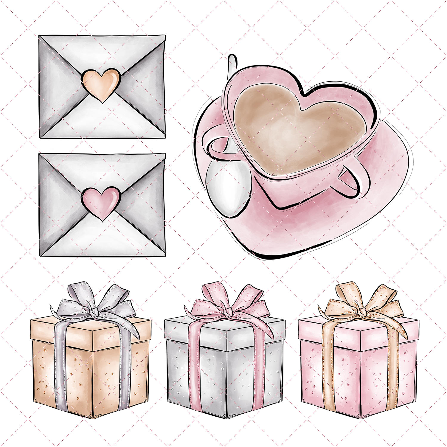 Valentines Day Watercolor Clipart