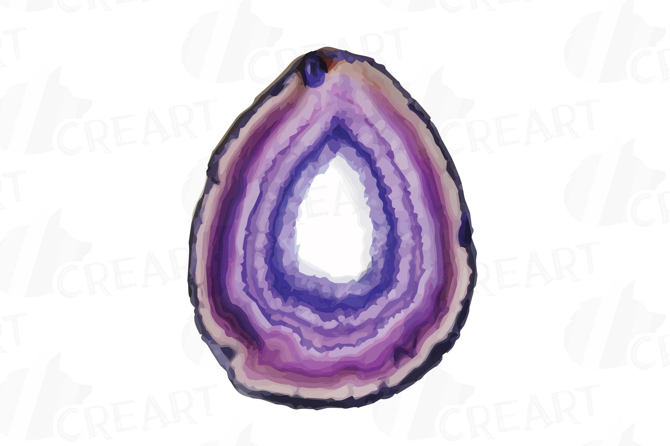 Agate slice watercolor, mineral agate slice clip art (106479 ...