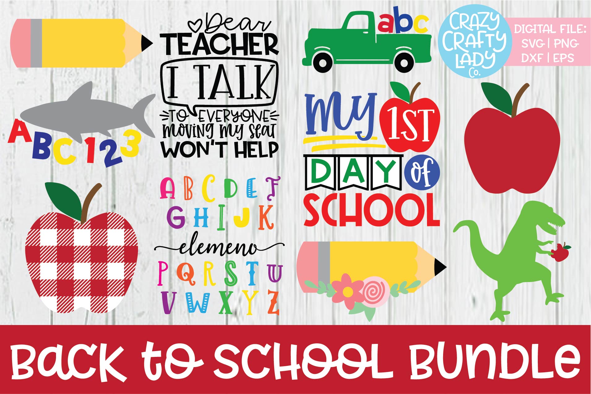 Back to School SVG DXF EPS PNG Cut File Bundle (281319) | Cut Files ...