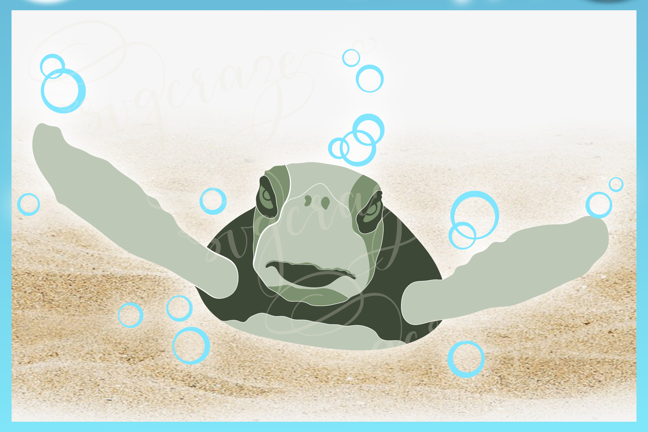 Sea Turtle Swimming With Bubbles SVG (175218) | SVGs | Design Bundles