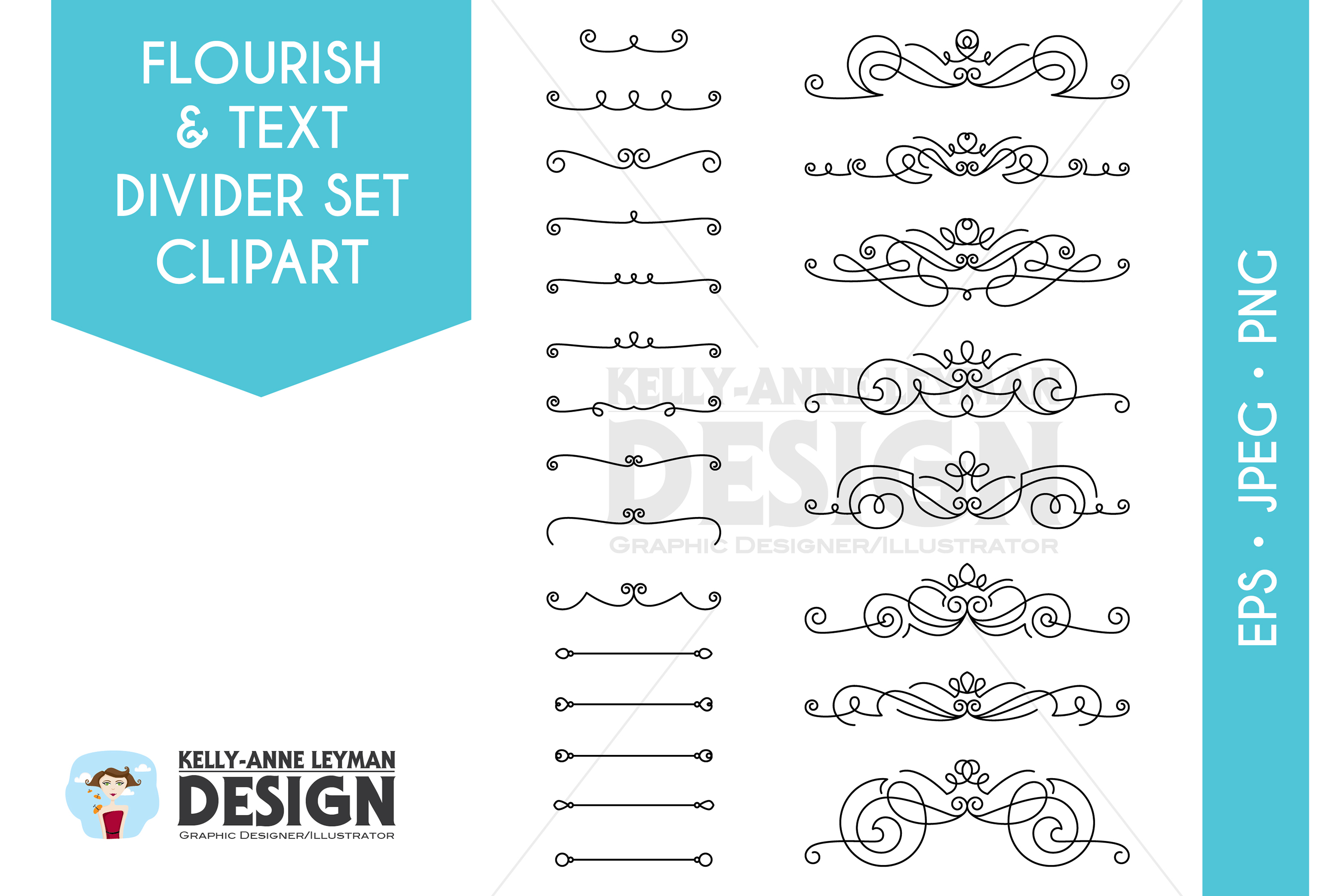 Flourish and Text Divider Set (131164) | Decorations | Design Bundles