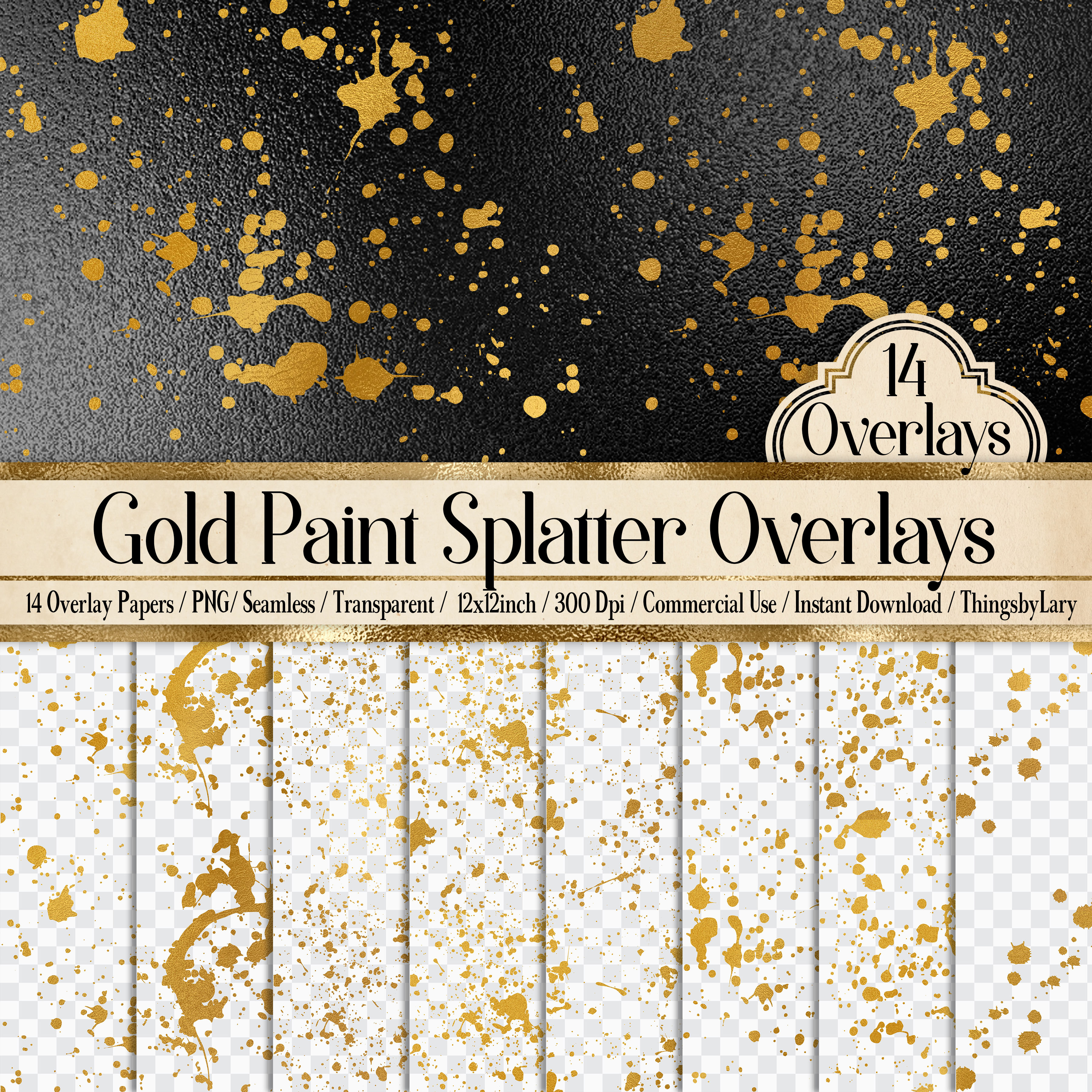 14 Seamless Gold Paint Splatter Overlay Images (90488) | Decorations ...