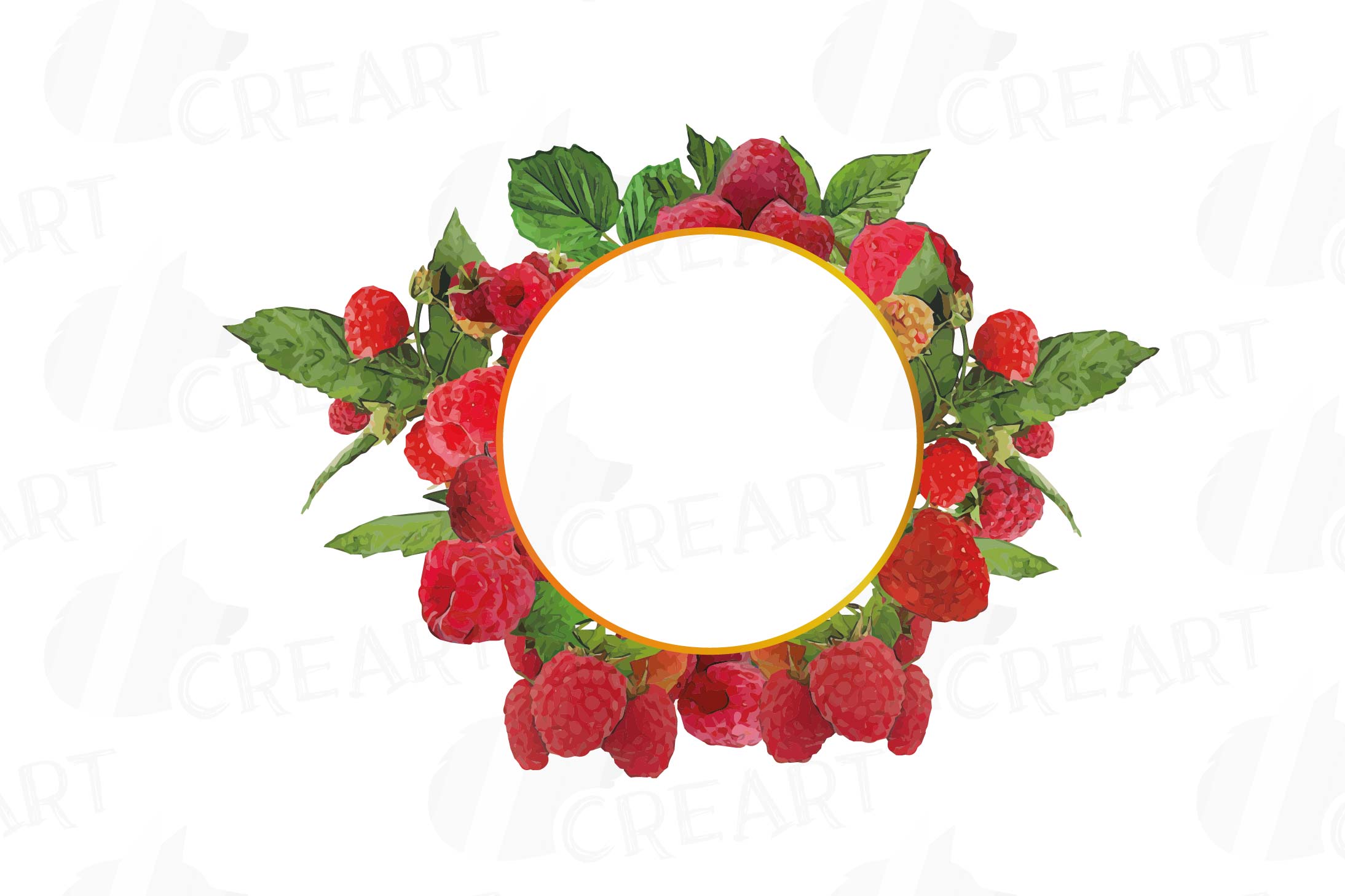 Raspberry frames watercolor clip art pack, Raspberry fruit