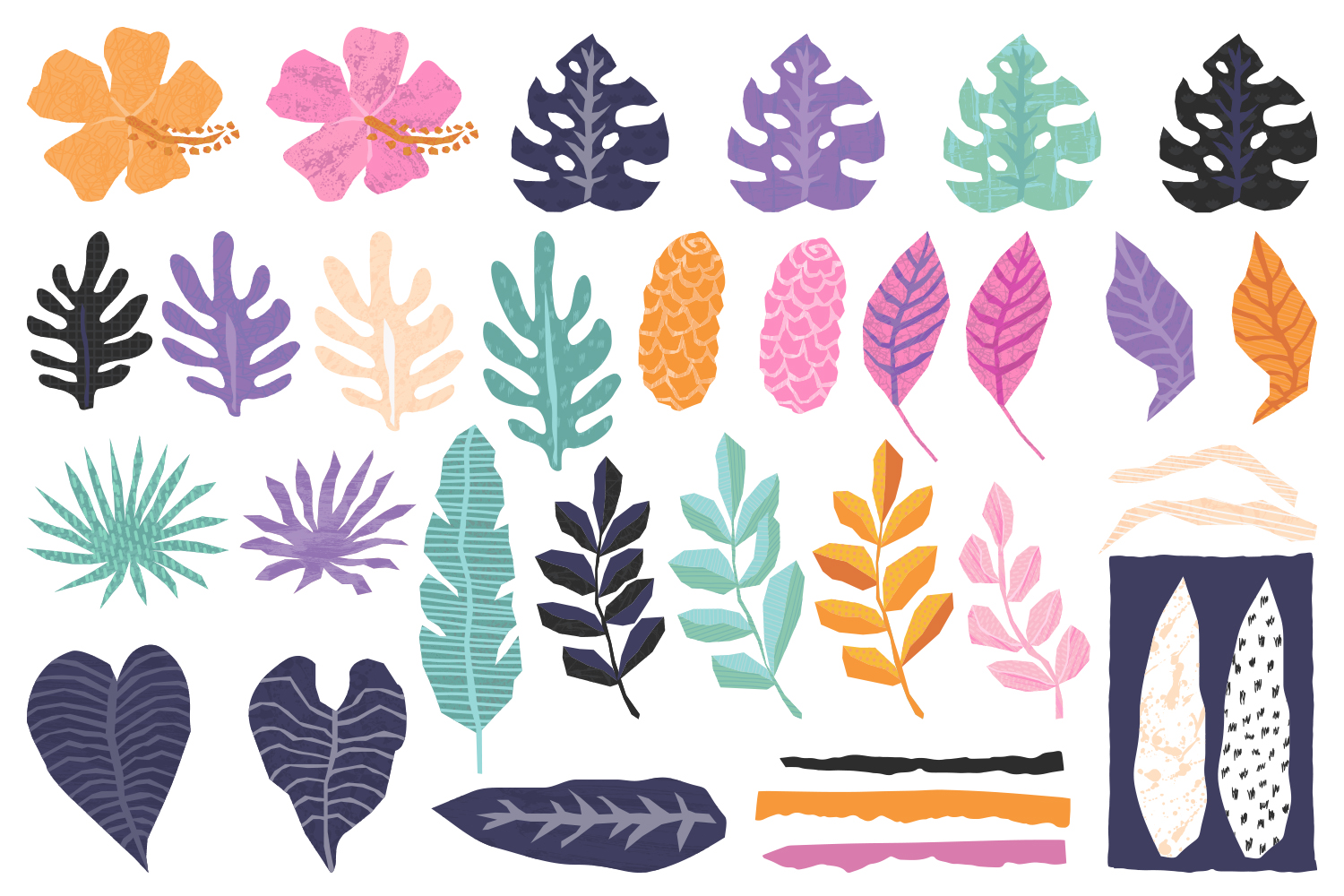 Tropical Cutouts Clipart Set- Vector and Raster . (99901 ...