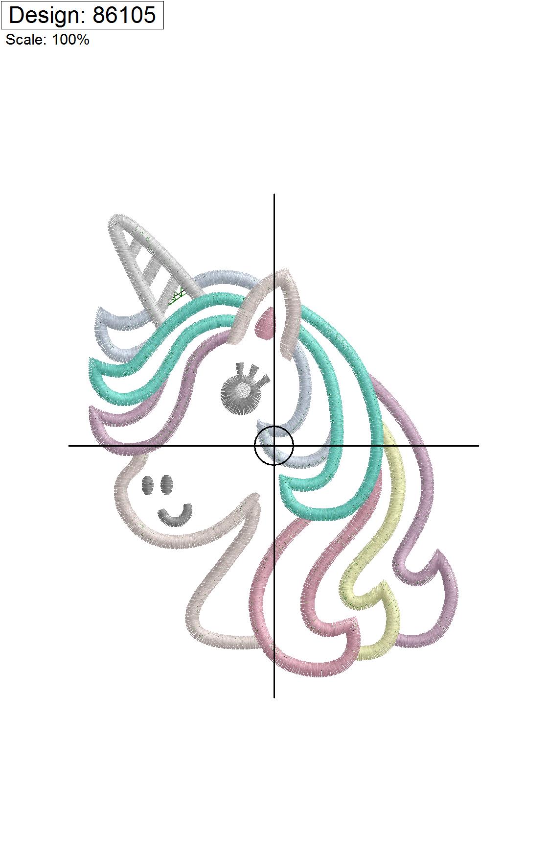 Unicorn Head Applique Machine Embroidery Design