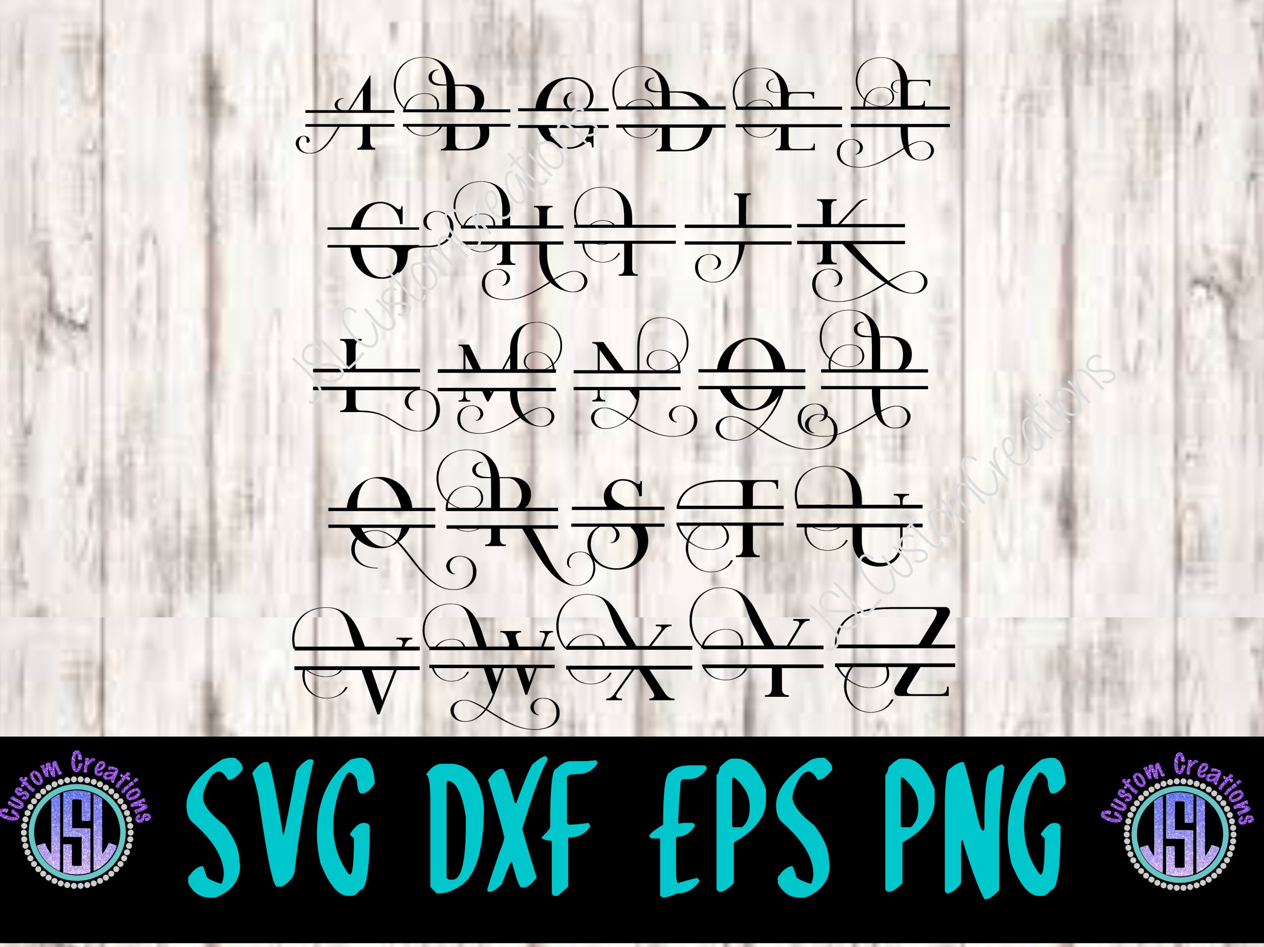 Split Fancy Letter Monogram SVG, EPS, DXF, PNG Digital Download
