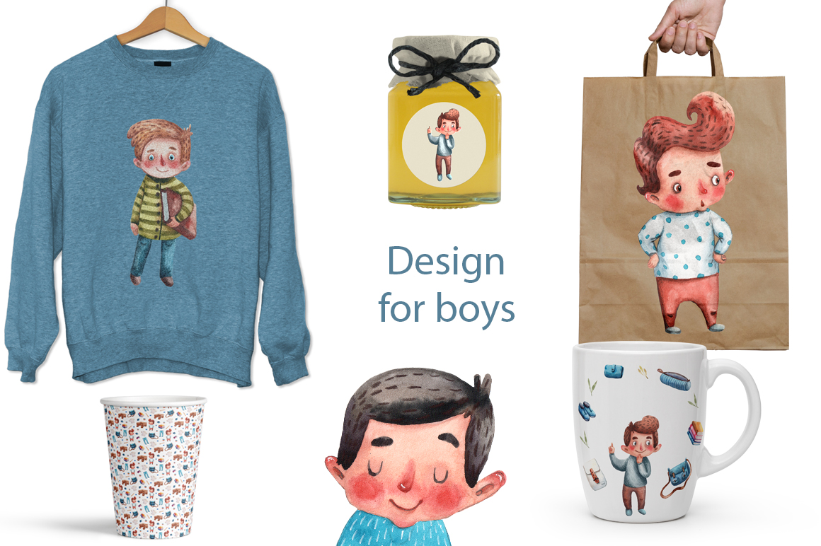 Busy Children - Watercolor Clip Art Set (132023) | Illustrations ...