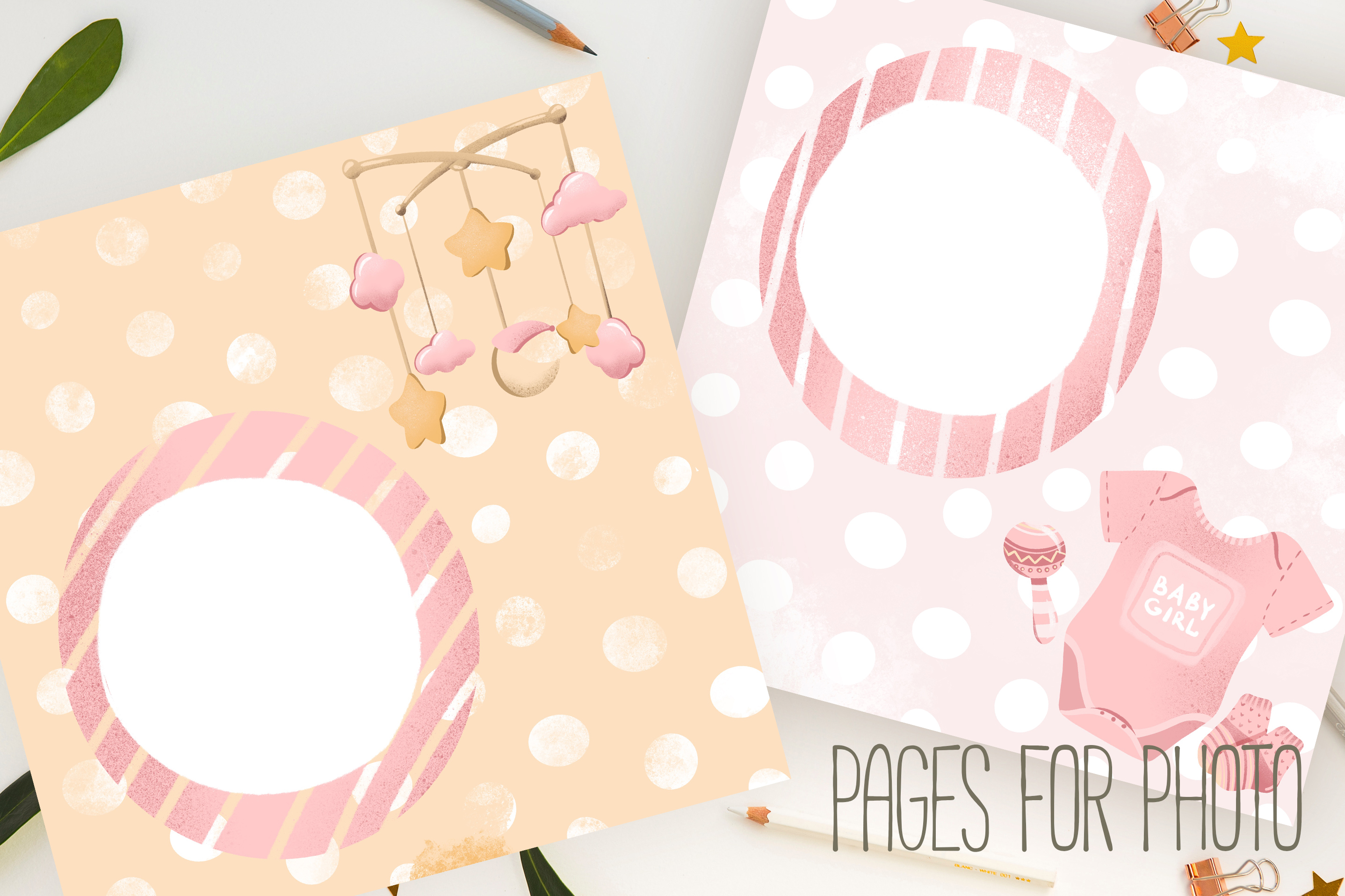 Baby girls paper design for scrapbooking