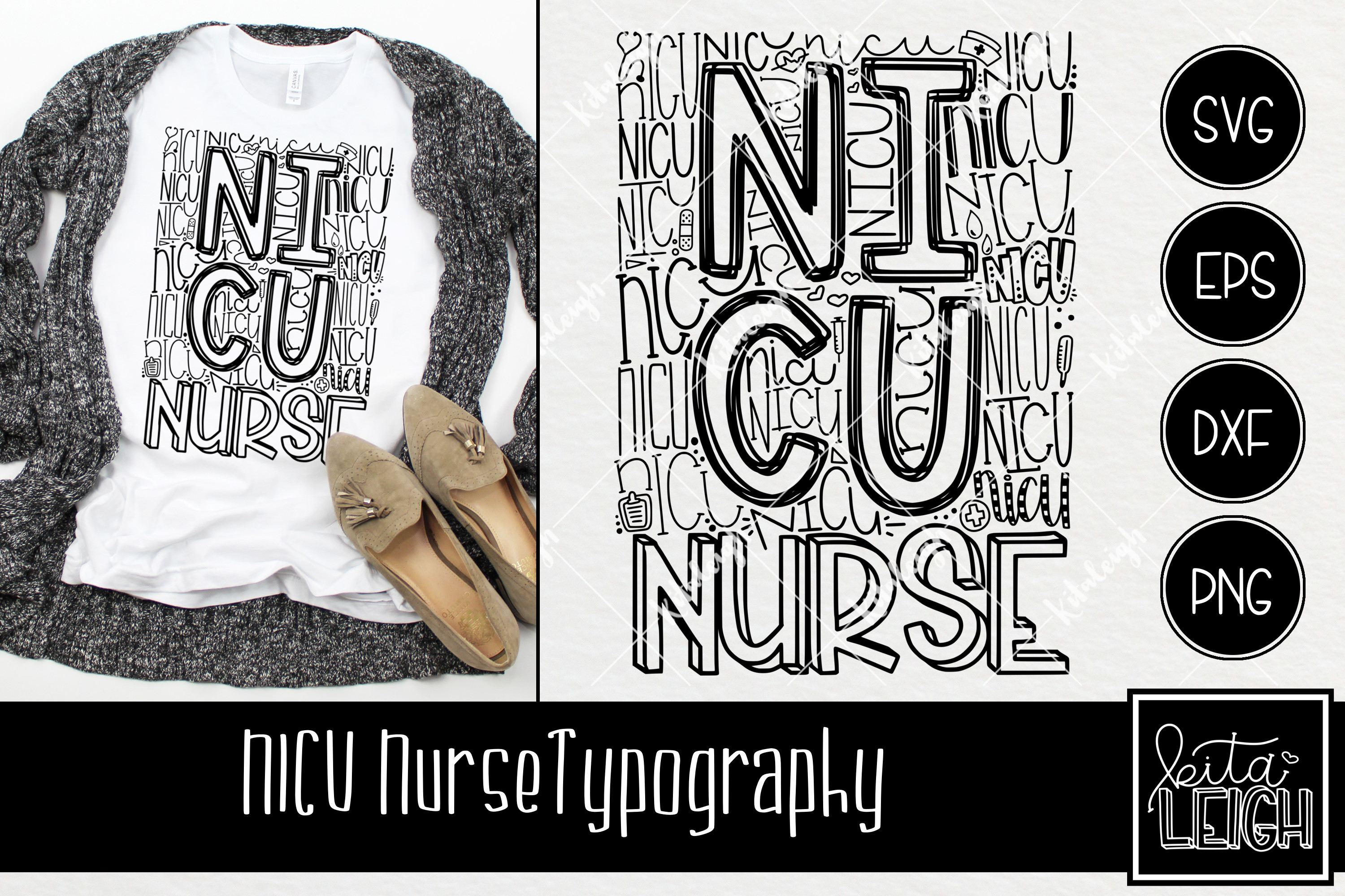 NICU Nurse Typography (183553) | Hand Lettered | Design Bundles