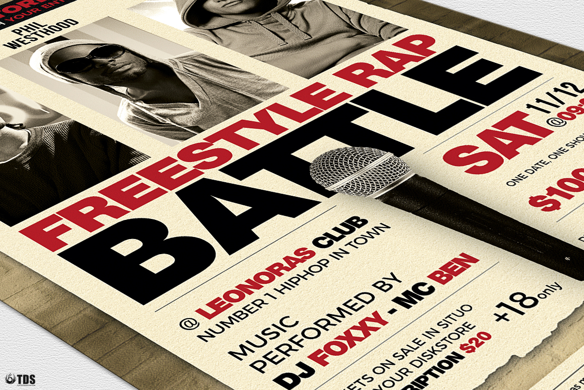 Freestyle Rap Battle Flyer Template V5 (65723) | Flyers | Design Bundles