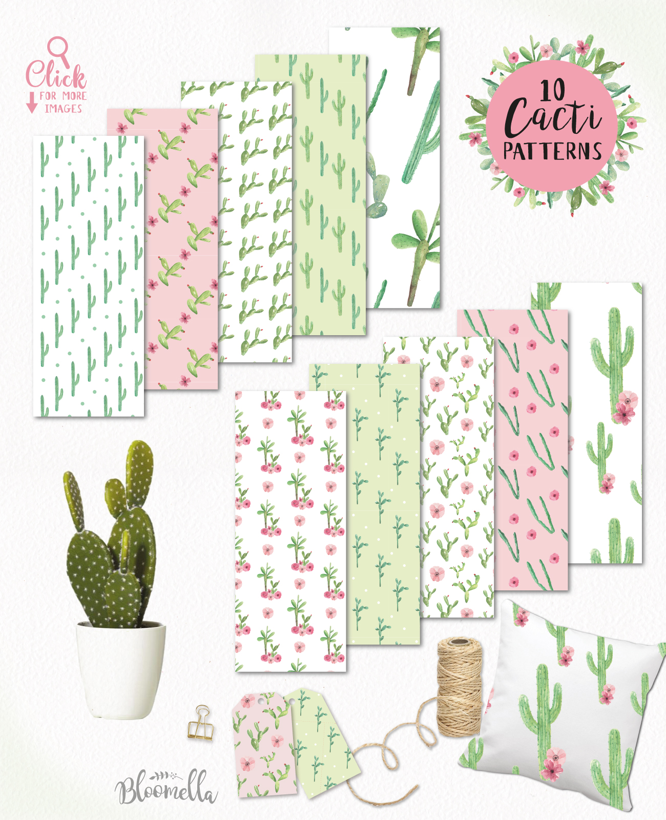 Cacti Cacti Watercolor Clipart Package - 52 pieces (76231 ...