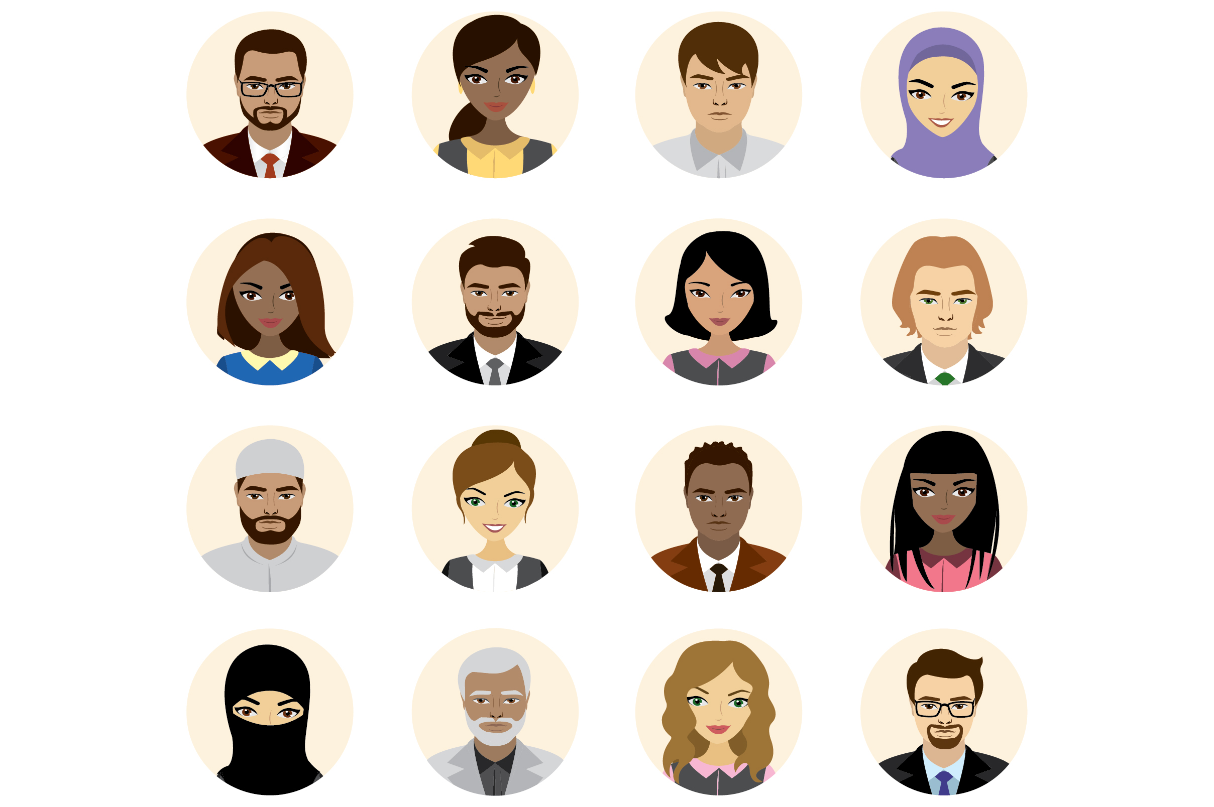 People avatars icons flat collection (50111) | Illustrations | Design ...