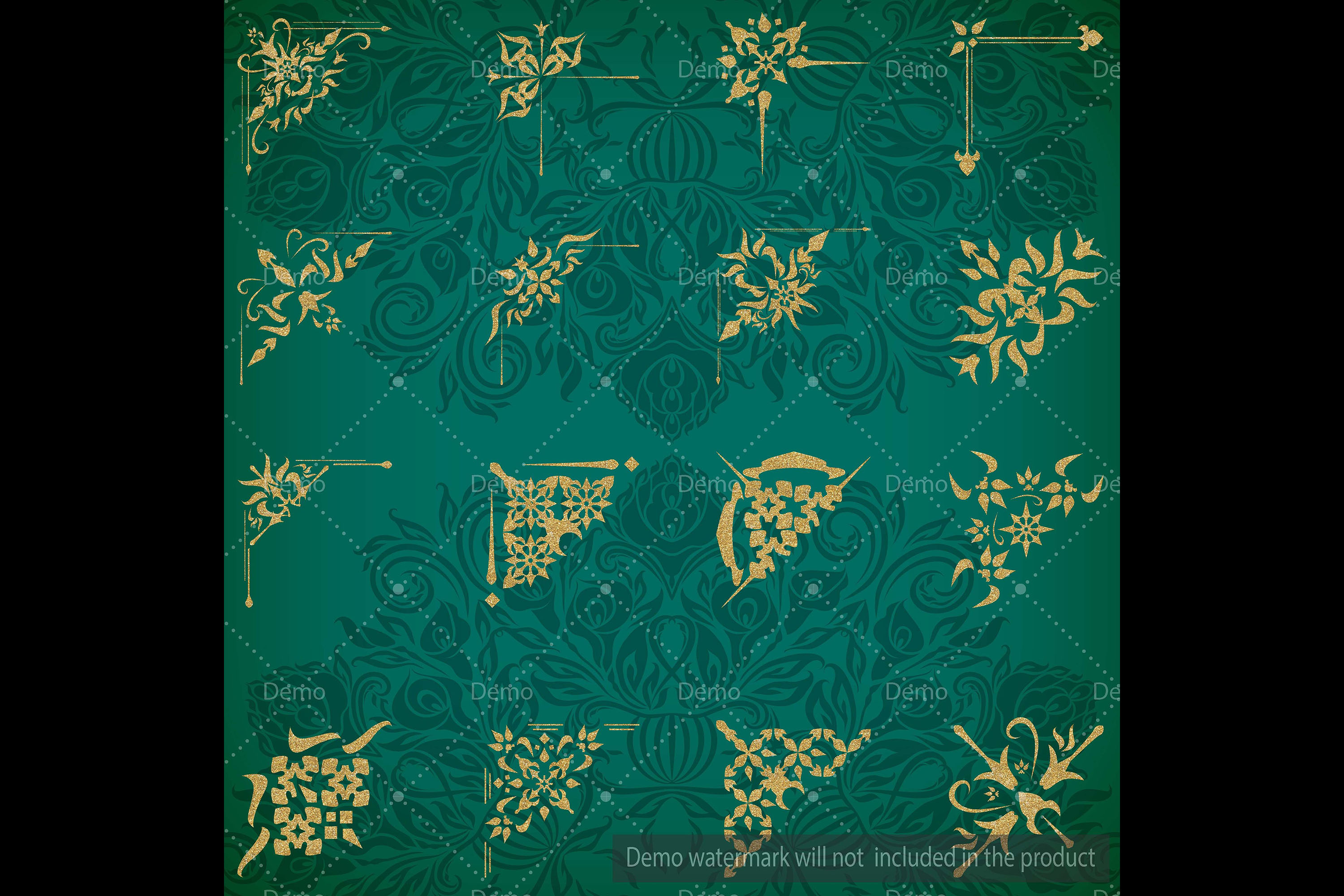 16 Gold Glitter Corner Borders, Corner Wedding Invitation (132612 ...