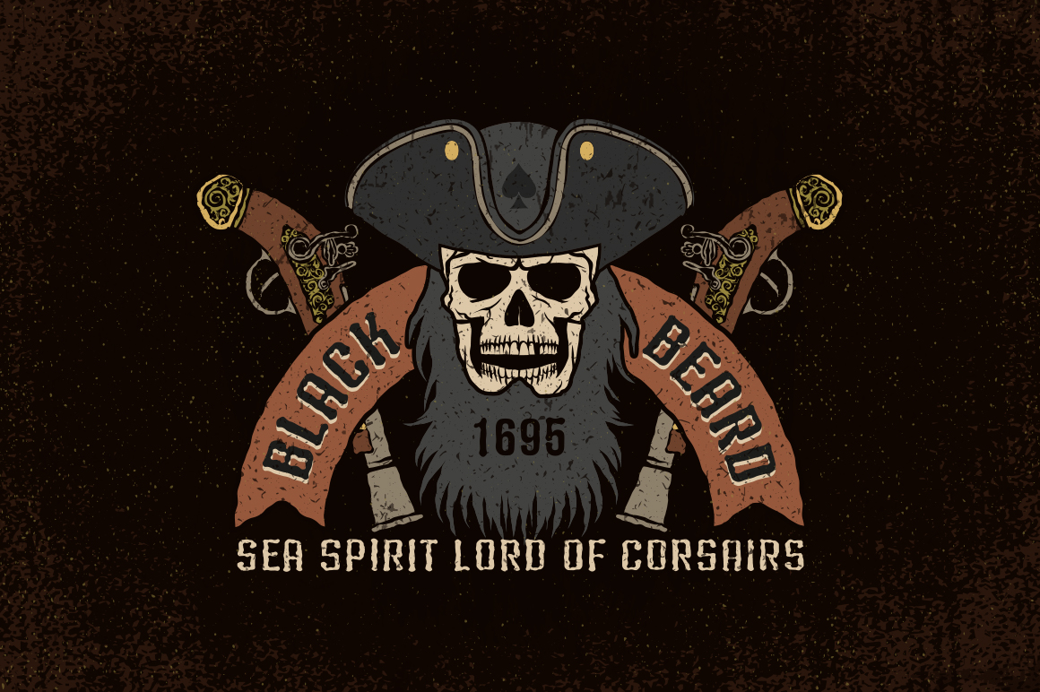 Pirate logos set with grunge