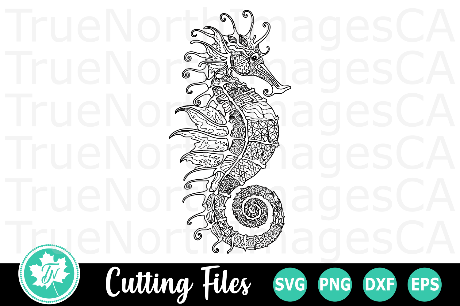 Zentangle Seahorse - A Zentangle SVG Cut File (287479) | Cut Files ...