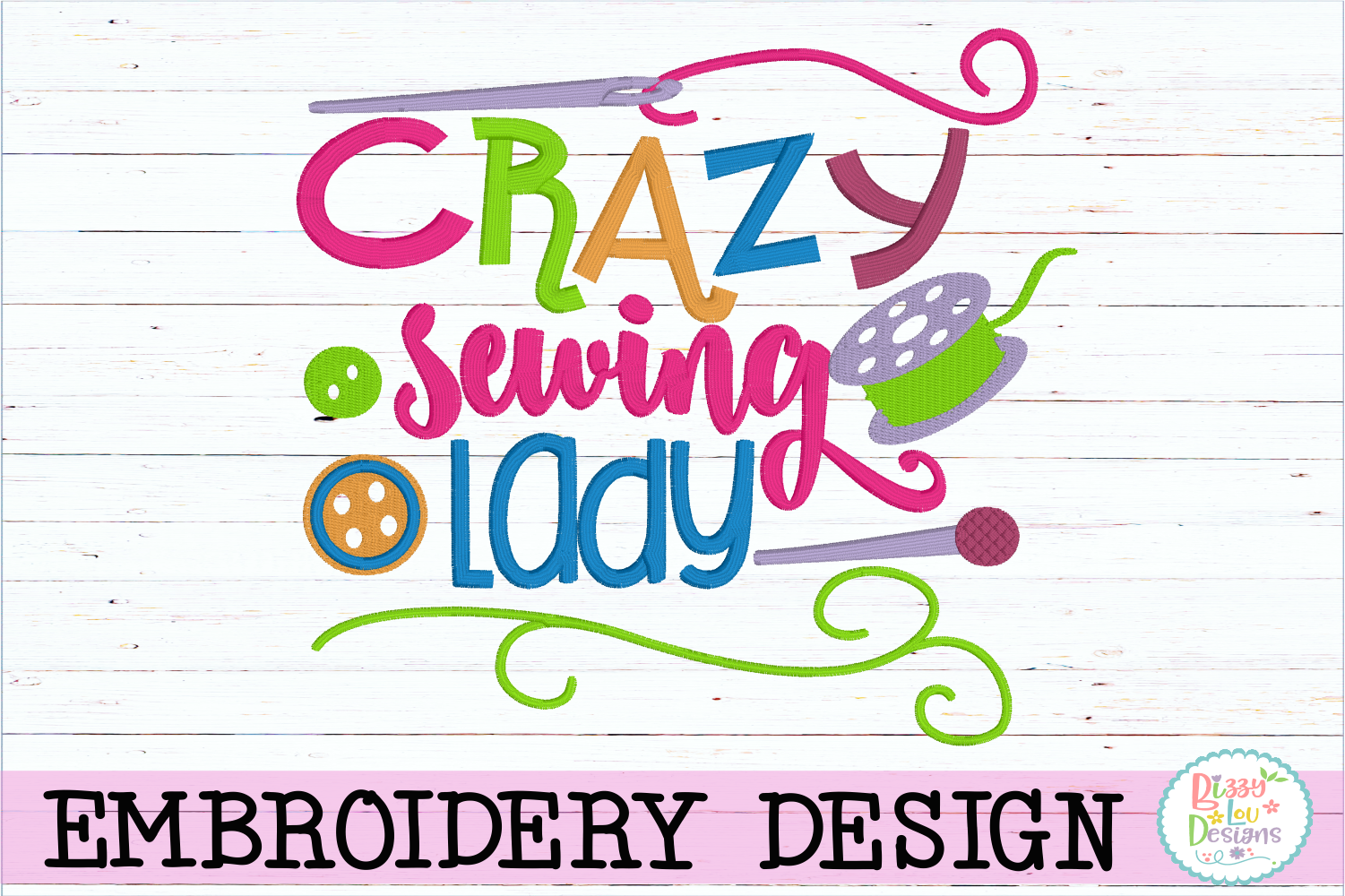 Crazy Sewing Lady Embroidery Design (191228) | Embroidery | Design Bundles
