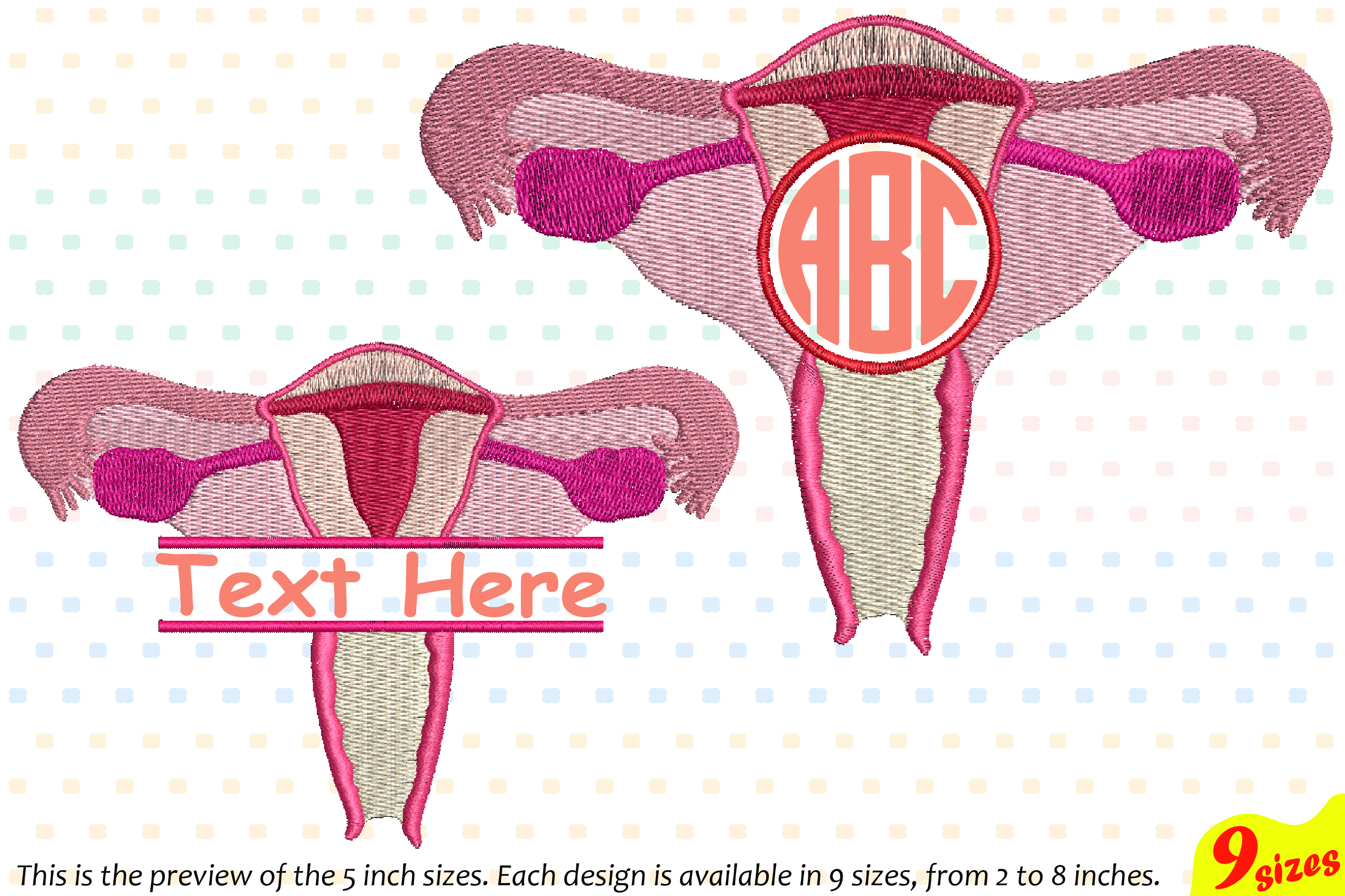 Uterus Circle & Split Embroidery Design Machine Commercial Use digital ...