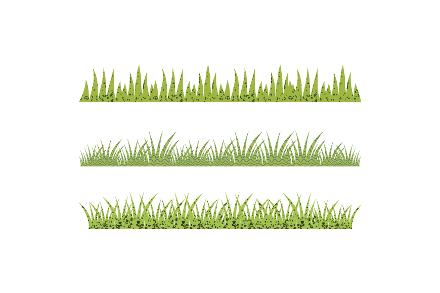 Long green grass border clip art set, Textured grass clipart