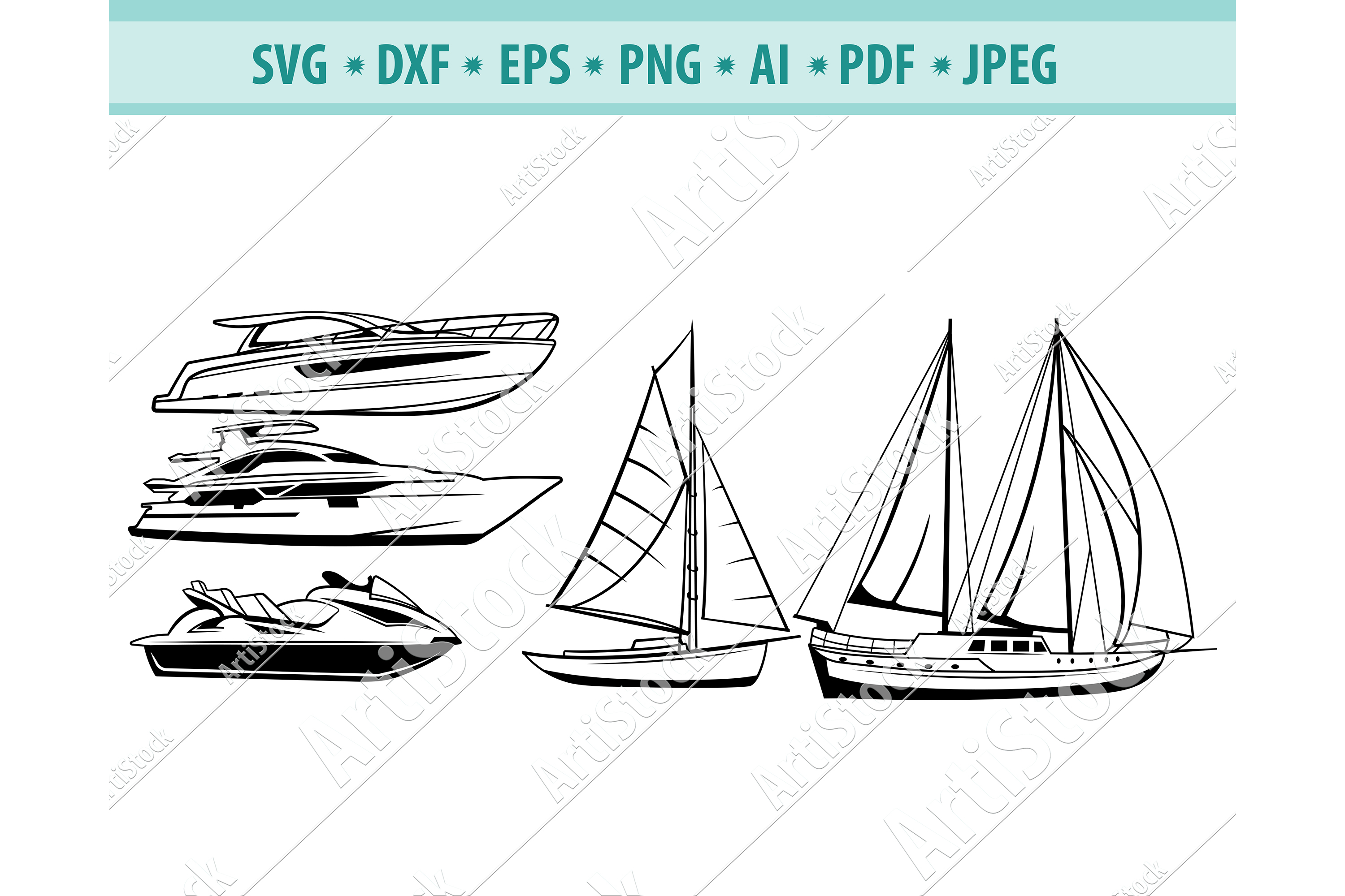 Ship SVG, Boat SVG, Sailing Ships Clipart Svg, Dxf, Png, Eps