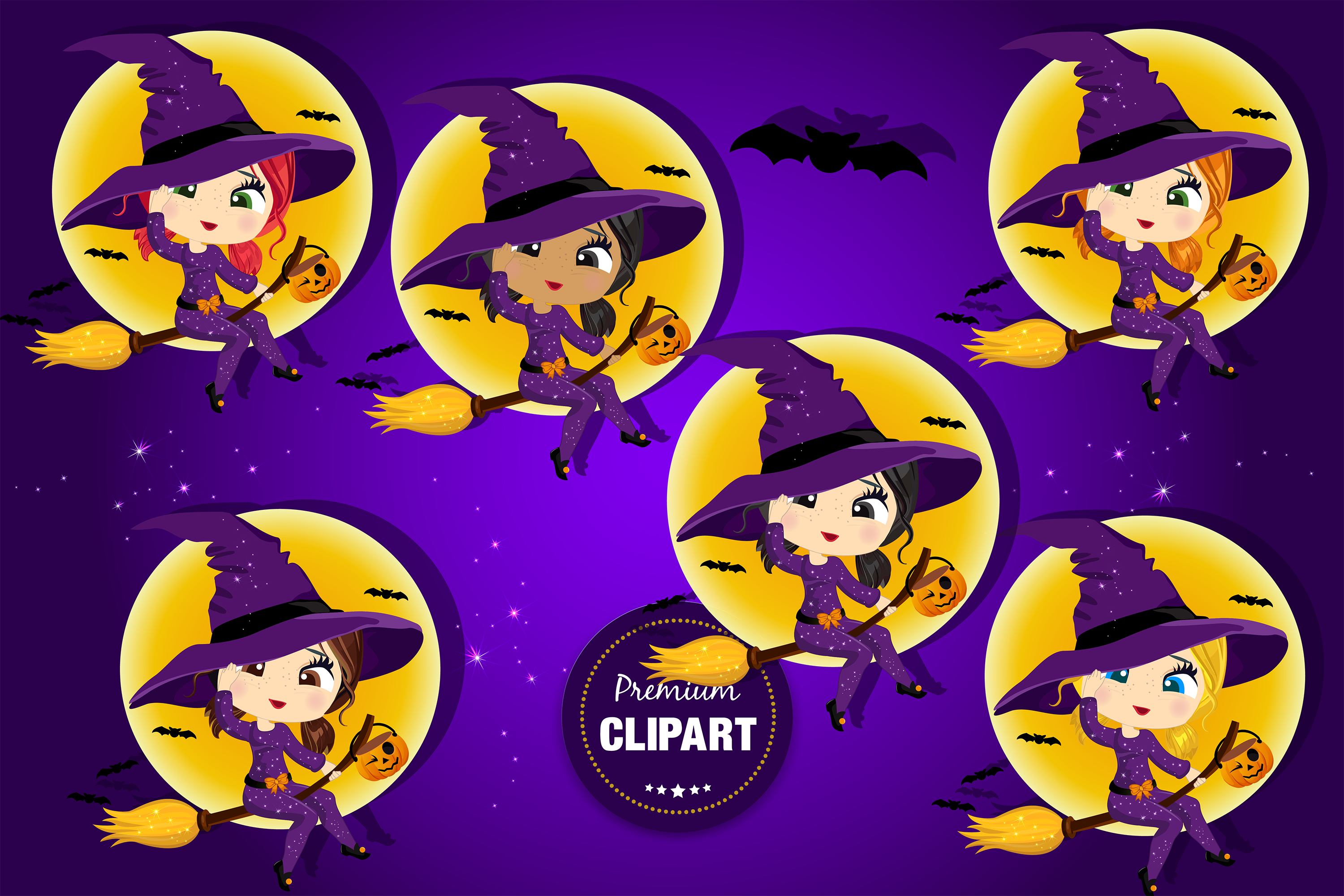 Halloween witch graphics, Halloween illustrations