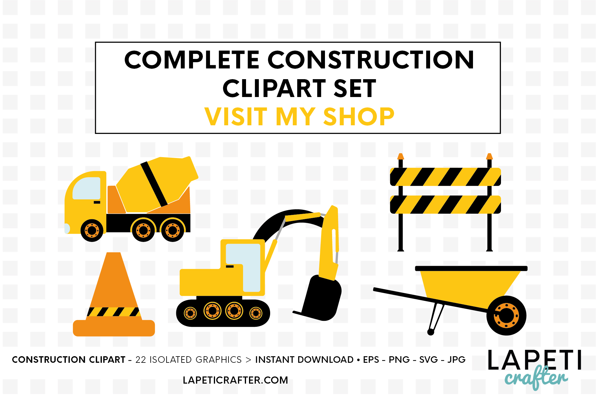 Construction birthday numbers, yellow party truck clipart