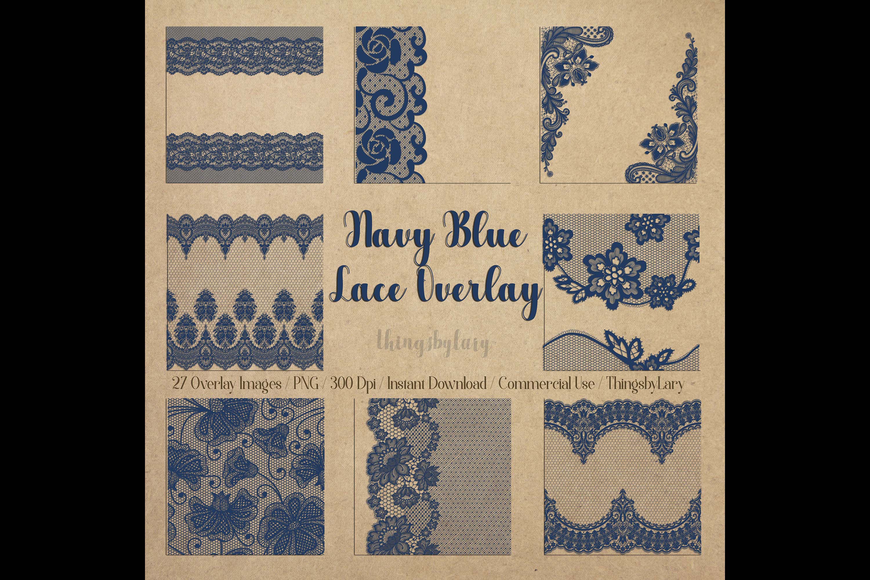 4 Sets of Lace Border Frame Overlay Transparent Images PNG