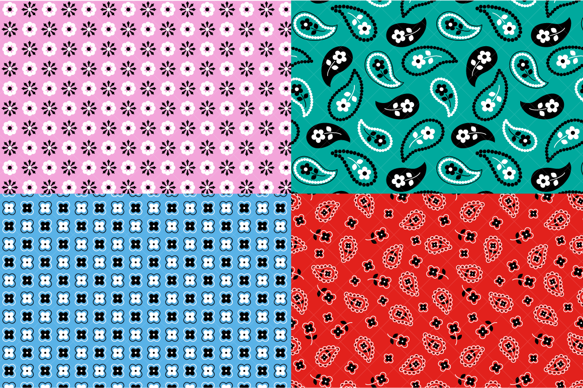 Seamless Bandana Patterns (148551) | Patterns | Design Bundles