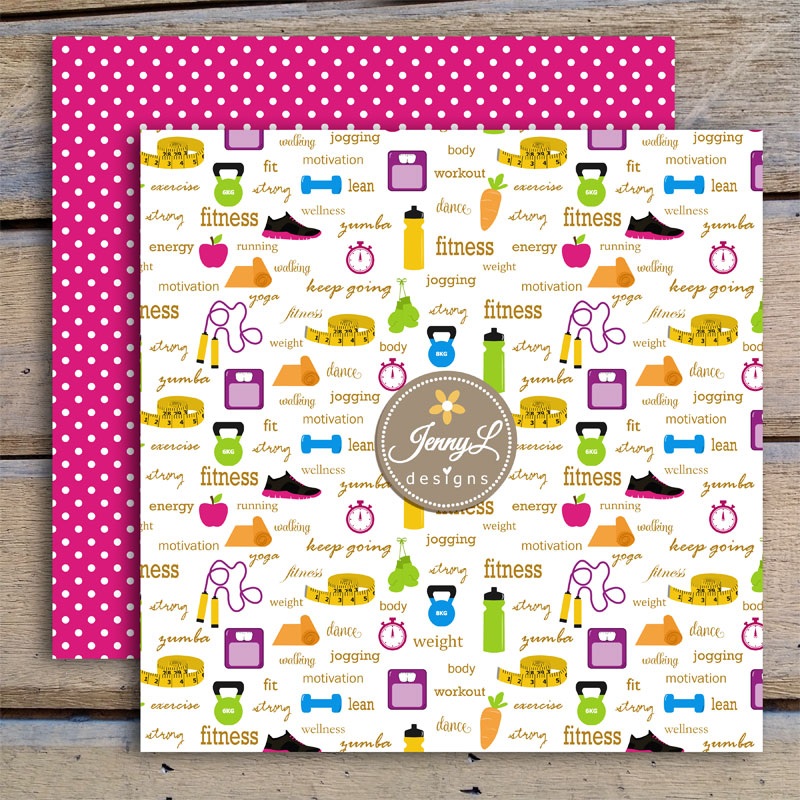 Fitness Digital Papers and Clipart SET