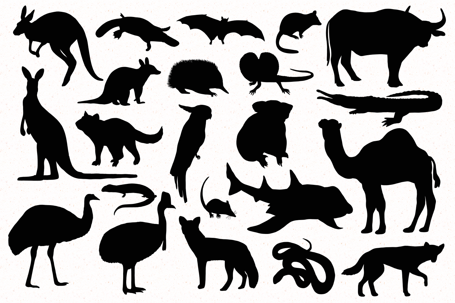 Animals of Australia Silhouettes