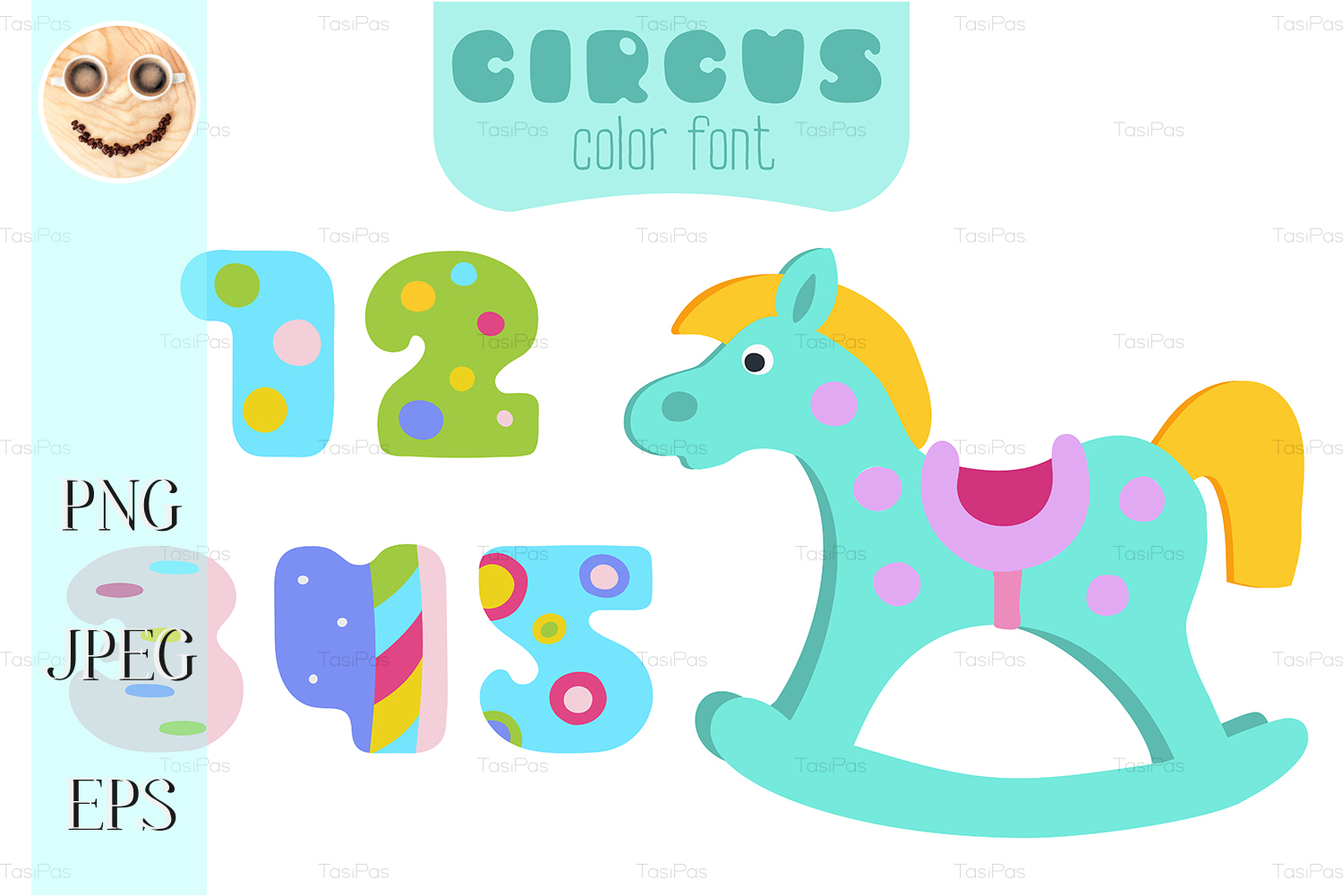 Colorful Numbers 1 2 3 4 5 And Rocking Horse 343215 