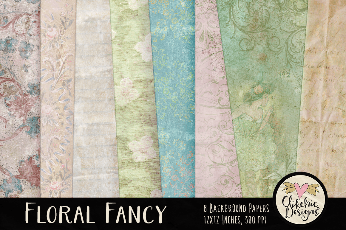 Shabby Background Textures - Floral Fancy Papers (89179) | Backgrounds ...