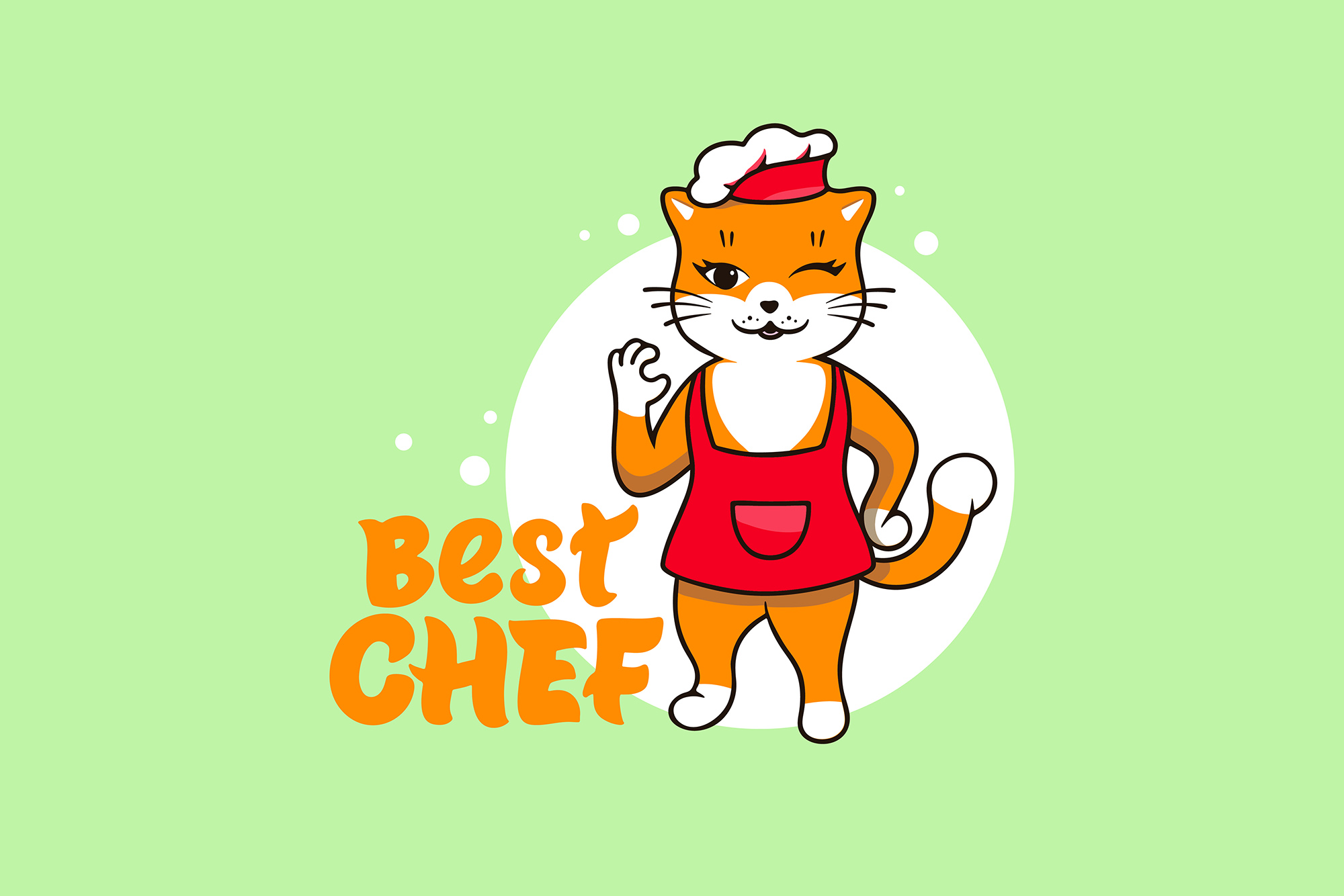 Funny Cat chef, cartoon character