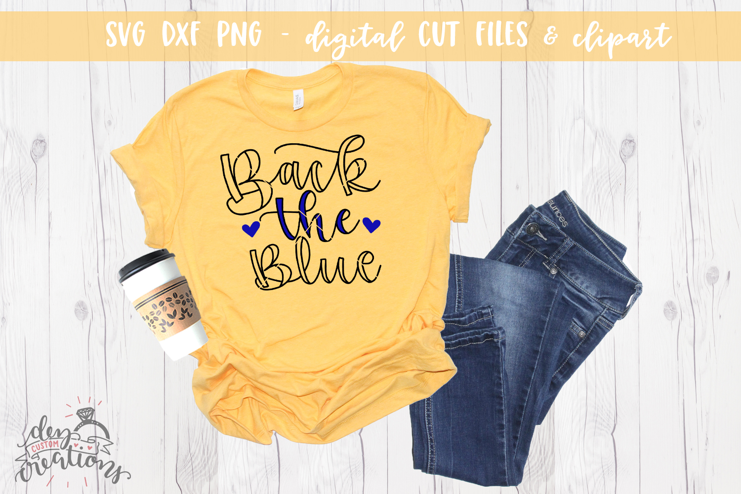 Back The Blue hand lettered - SVG - DXF - PNG Cut Files (116025) | Hand ...