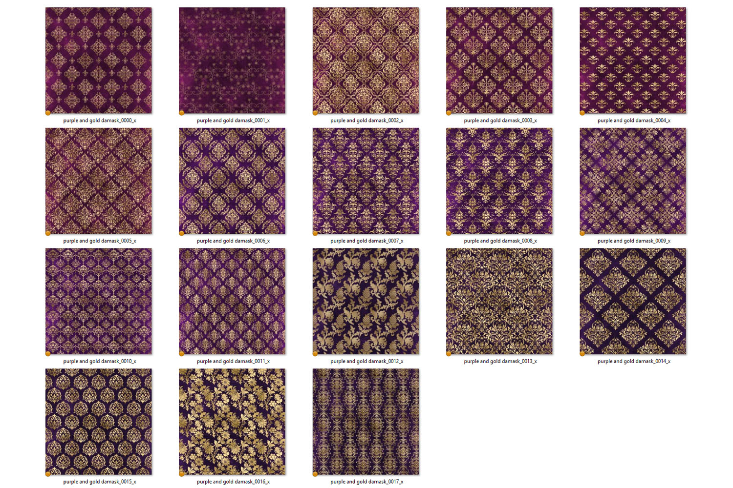 Purple and Gold Damask Digital Paper (329612) | Patterns | Design Bundles